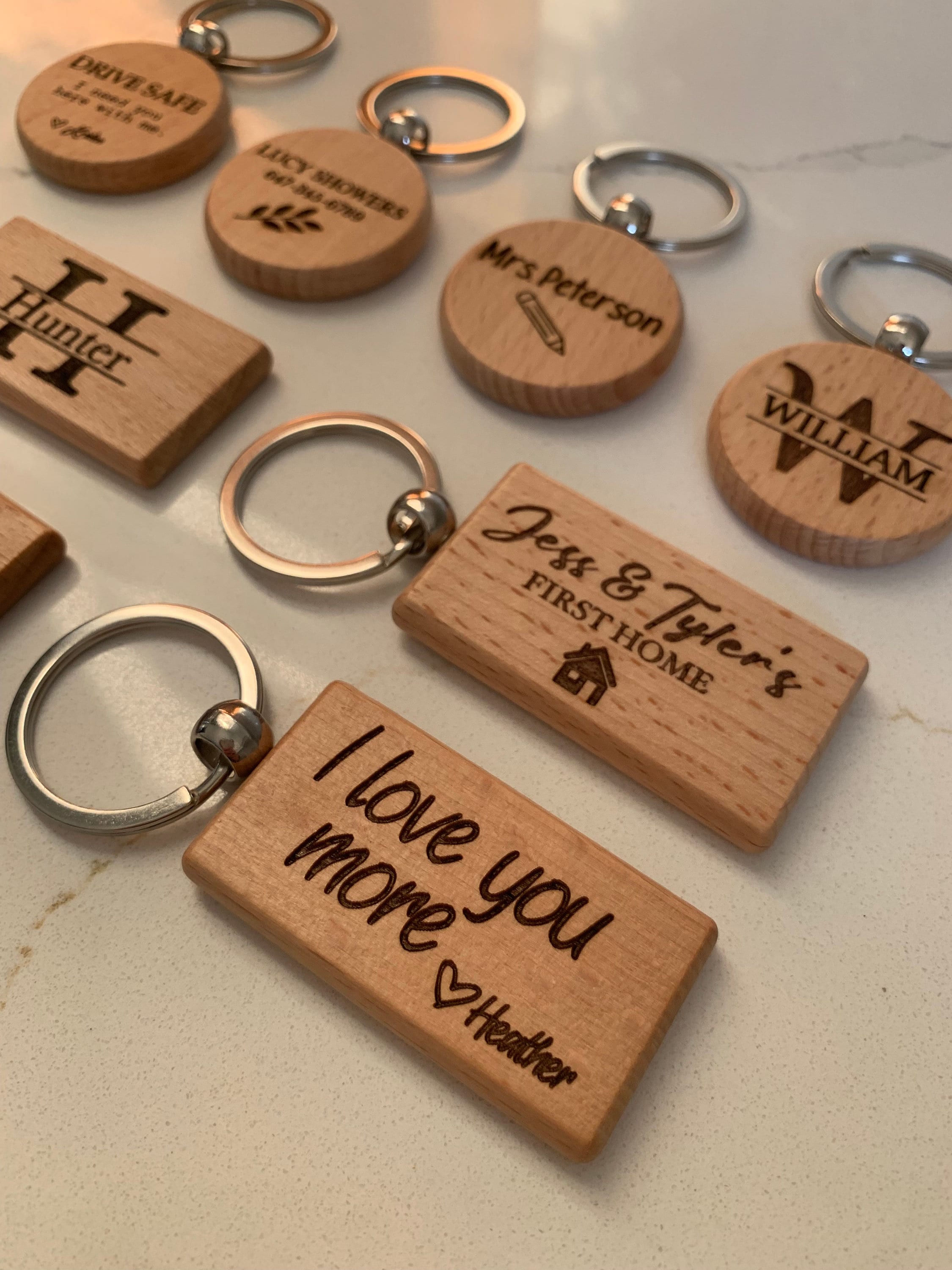 Wooden Engraved Keychain, Personalized Special Gift Key Chain, Small ...