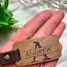 Personalized Wooden Engraved Keychain Wood and Leather Custom - Etsy