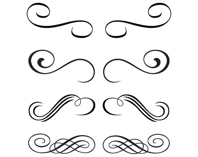 Swirl Line Art Silhouette Svg, Line Art Svg, Swirls Svg, Cut File ...