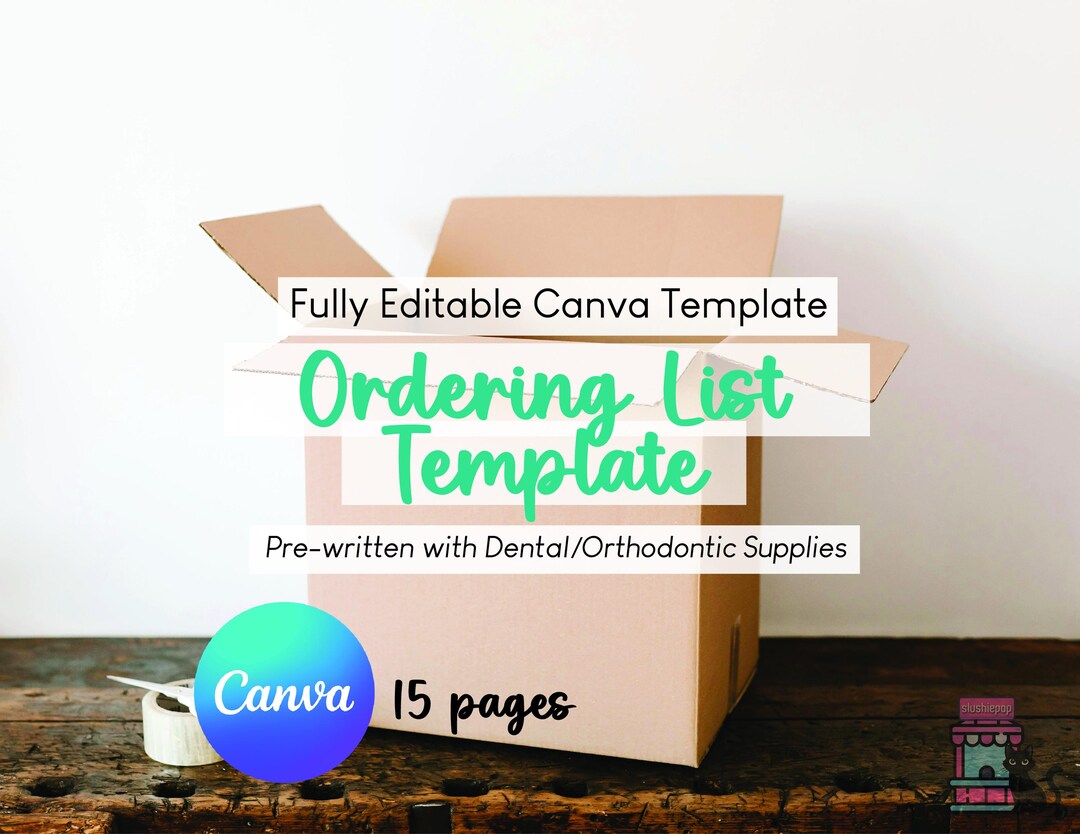Orthodontic Ordering List – Dental Supply Management, Canva Template ...