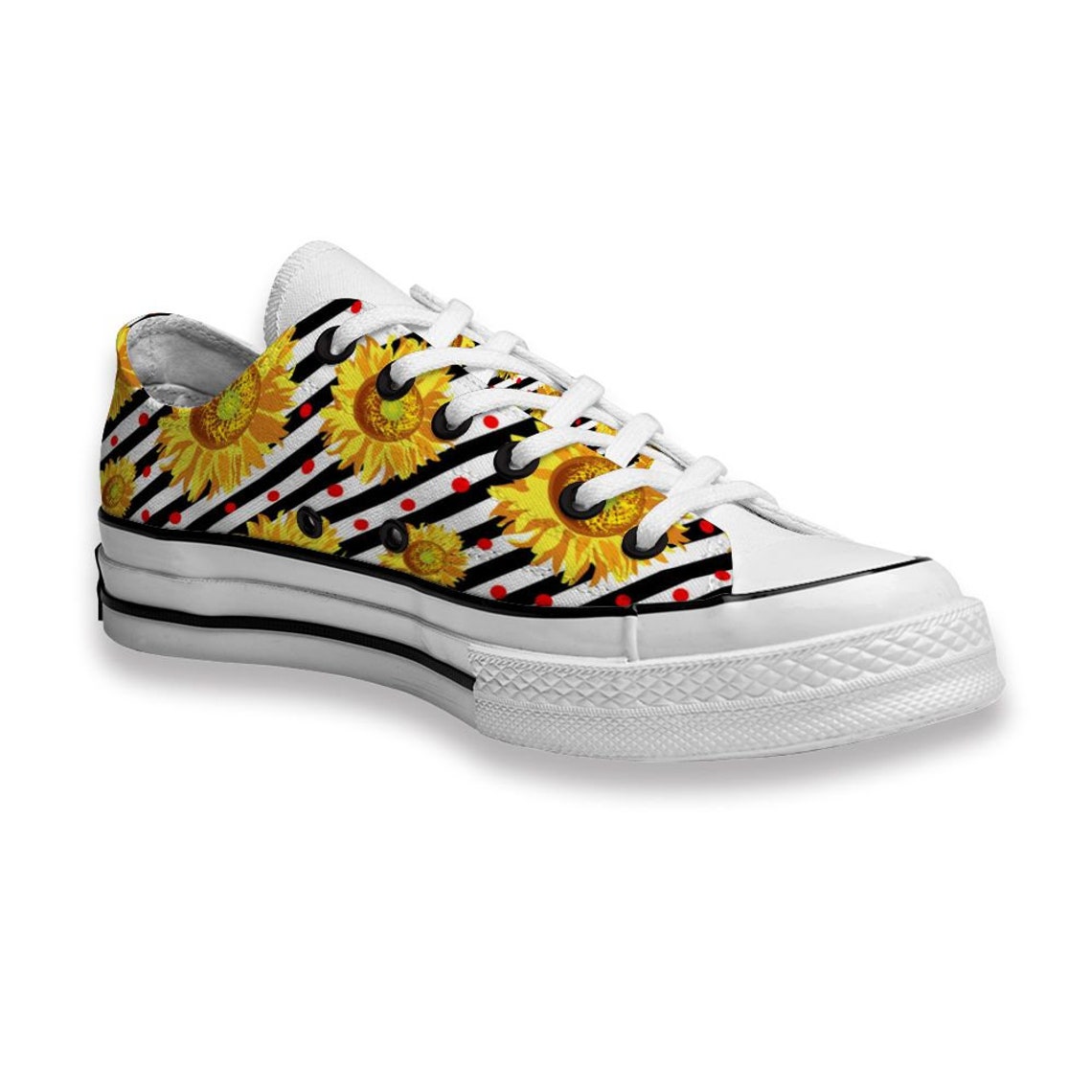 Beautiful Sunflower in Stripe Converse Custom Shoes - Etsy