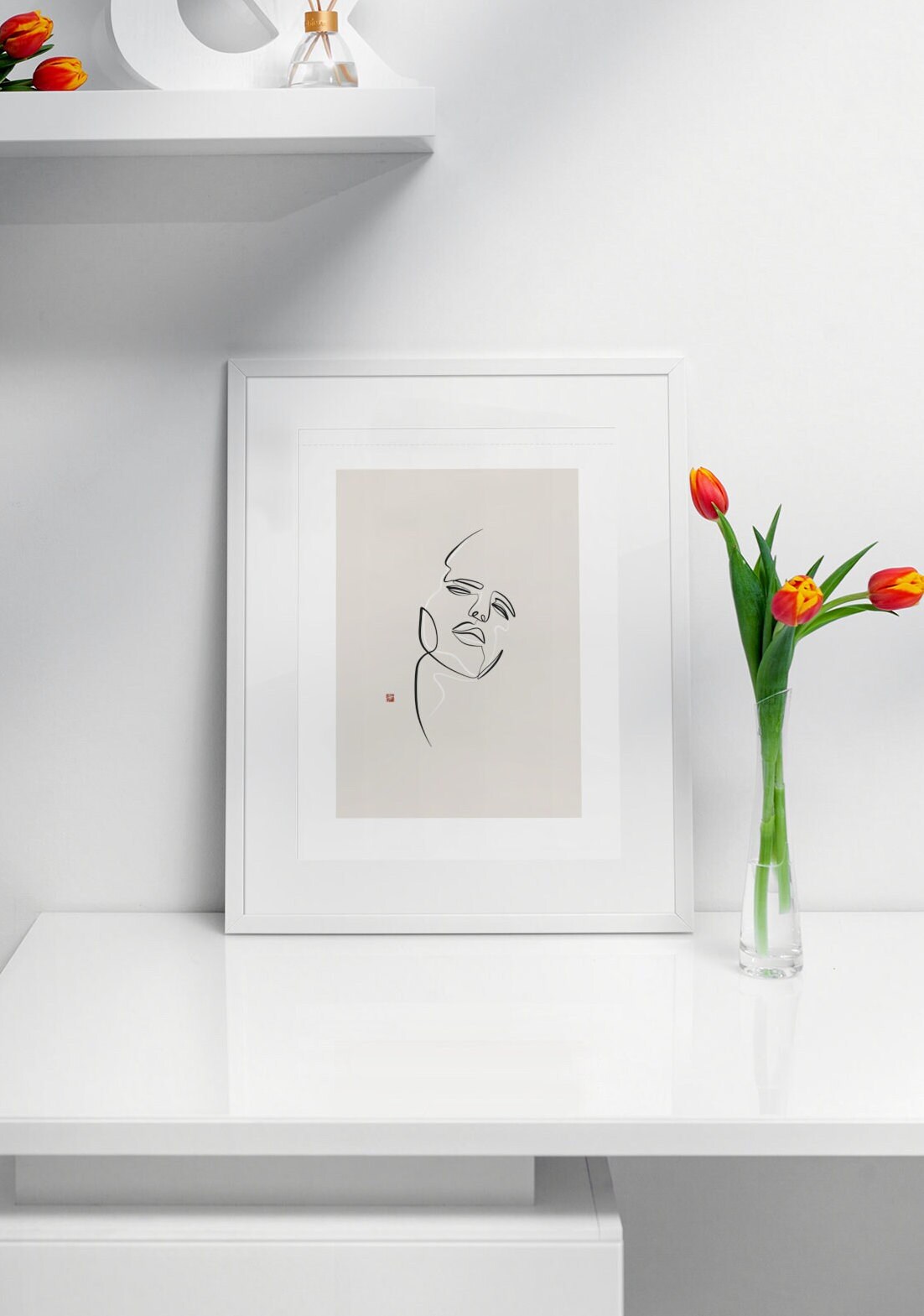 DIGITAL FILE, Line Art, Hand-drawn, Face, Fine Art, Minimalist, Modern ...