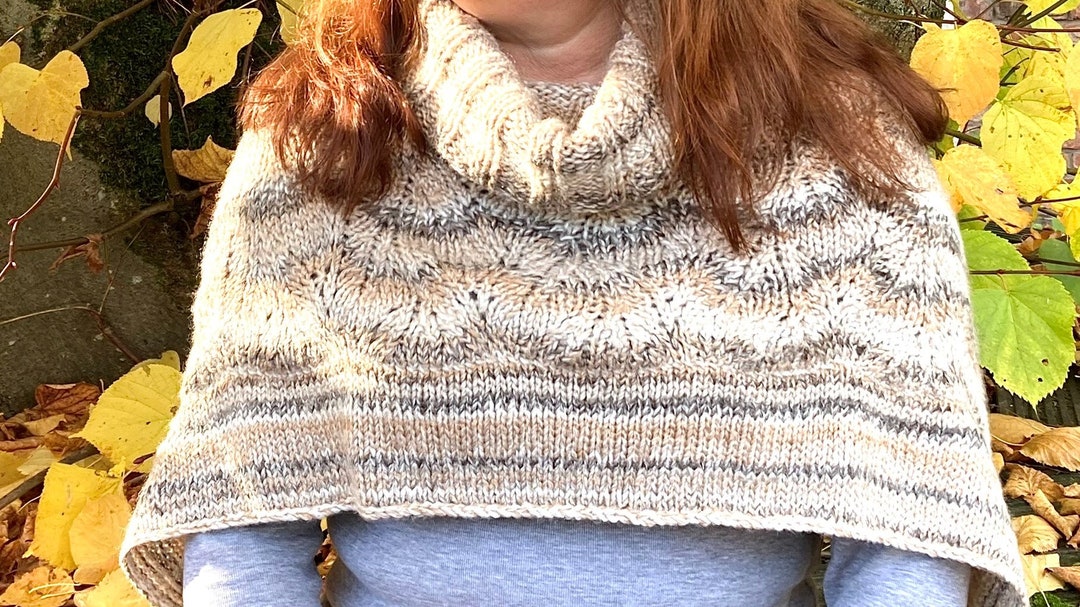 Lace Knit Shoulder Cape With Chunky Roll Neck Acrylic Winter - Etsy
