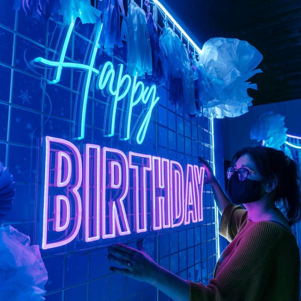 Neon Birthday Banner - Etsy