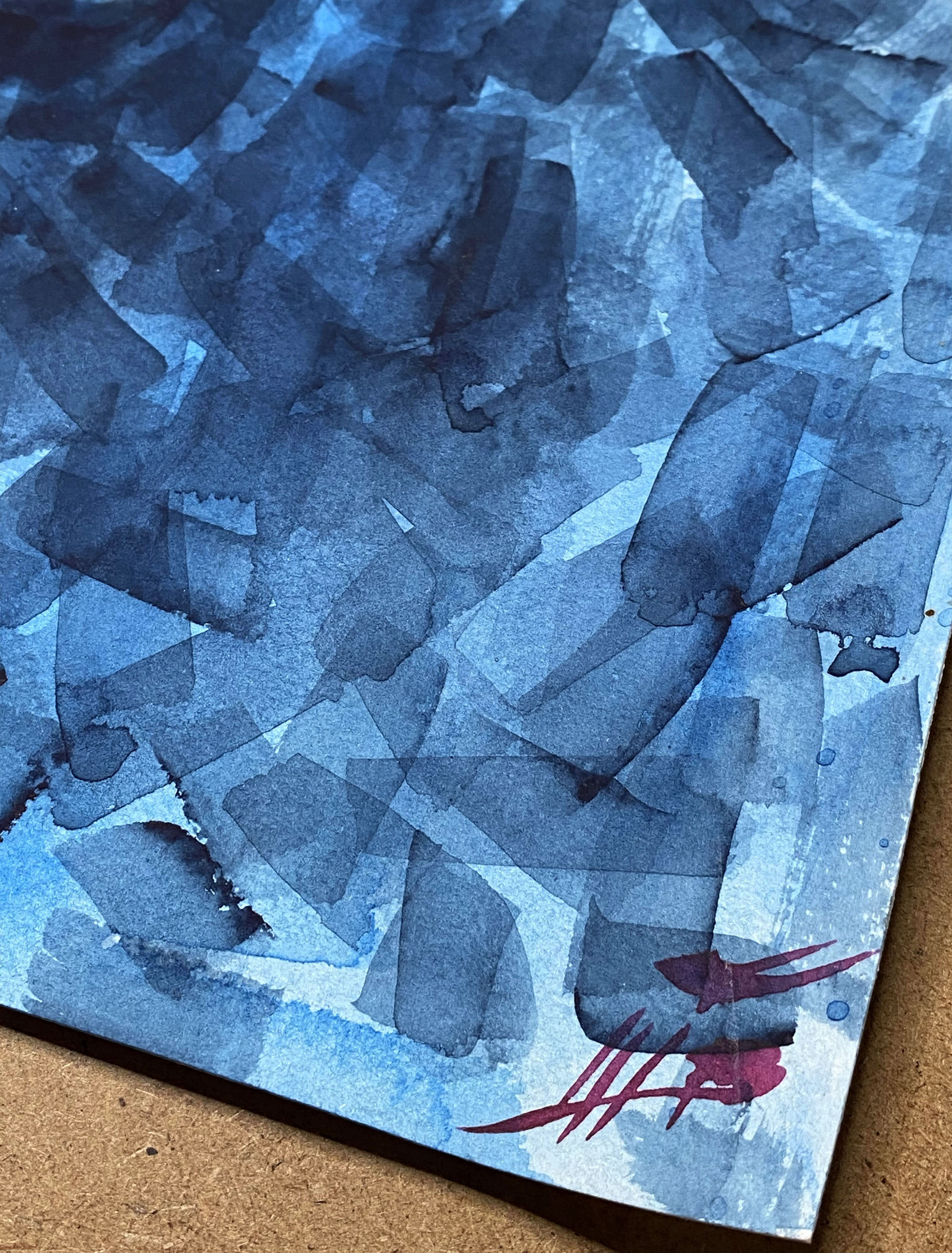 Monochrome Watercolor Painting Blue Painting Abstract Portrait of Girl ...