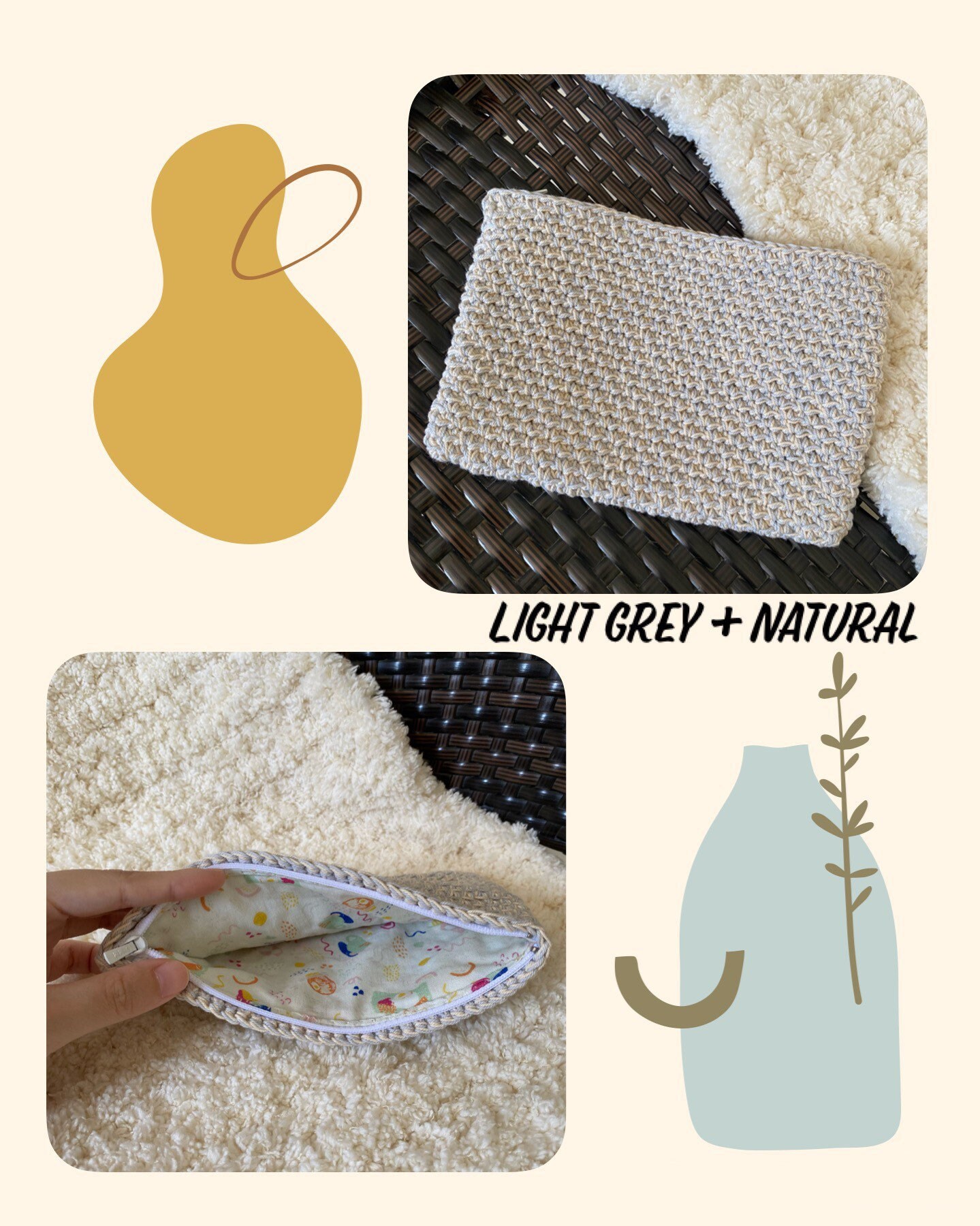 Zipped Marled Pouch With Inner Lining - Etsy