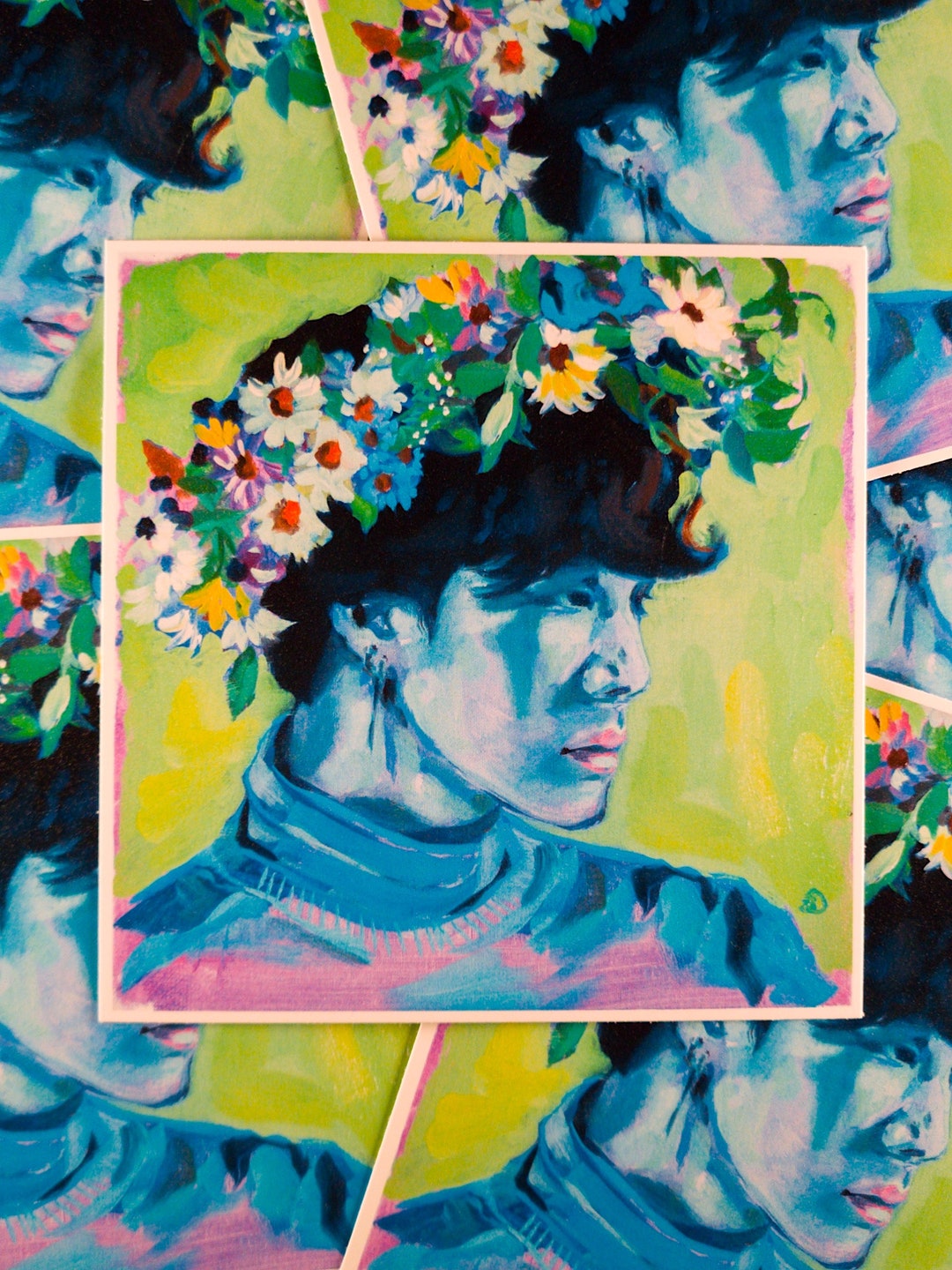 BTS Suga Flower Crown Art Print From Oil Painting - Etsy