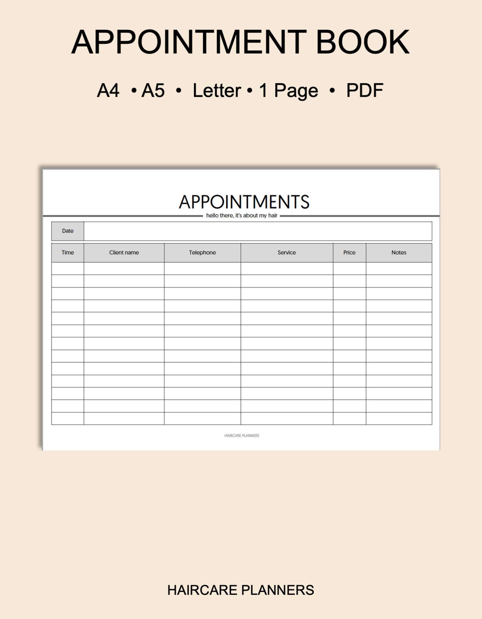 Printable Appointment Book Appointment Diary Client Booking Etsy Espa a