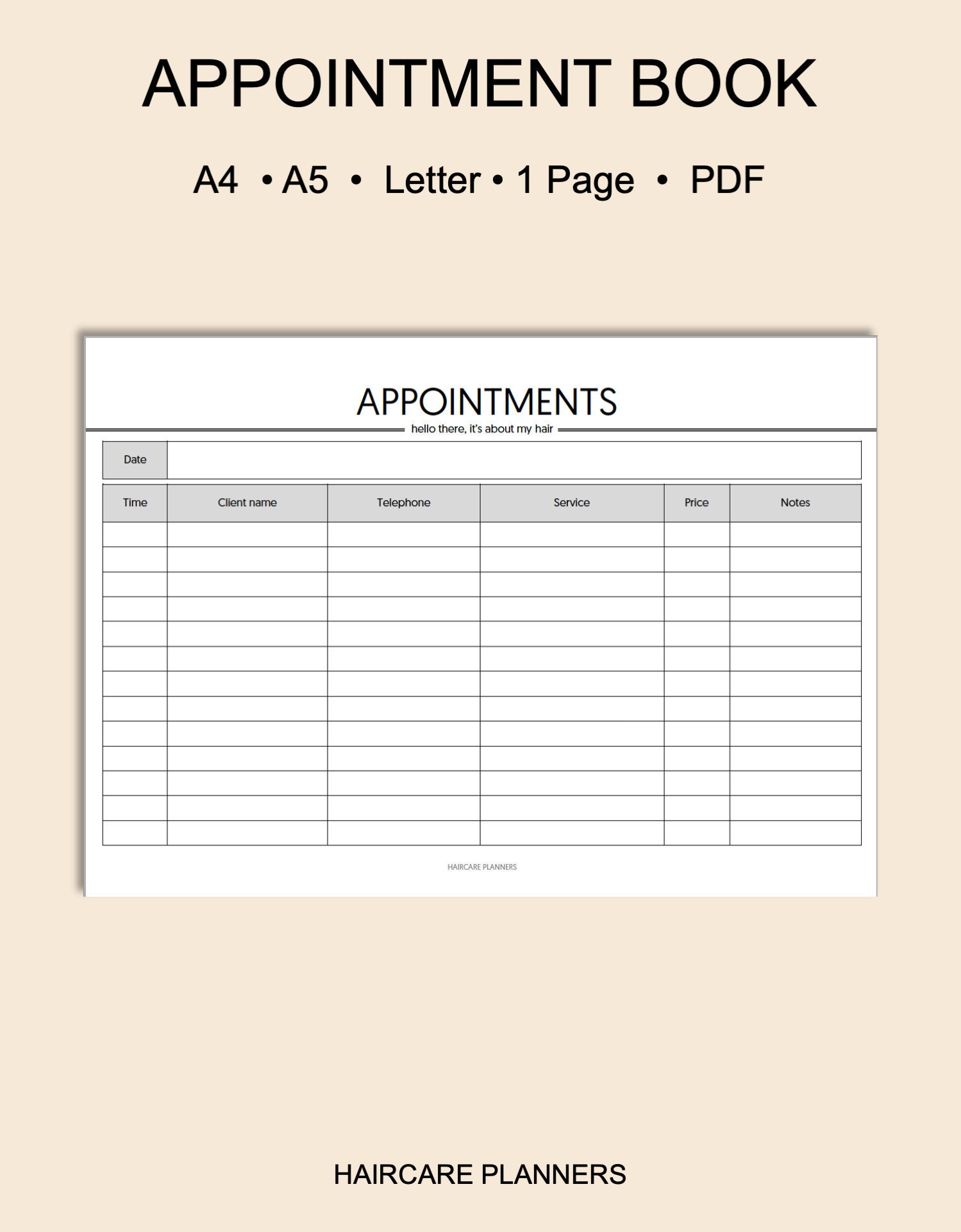 Printable Appointment Book Appointment Diary Client Booking - Etsy España