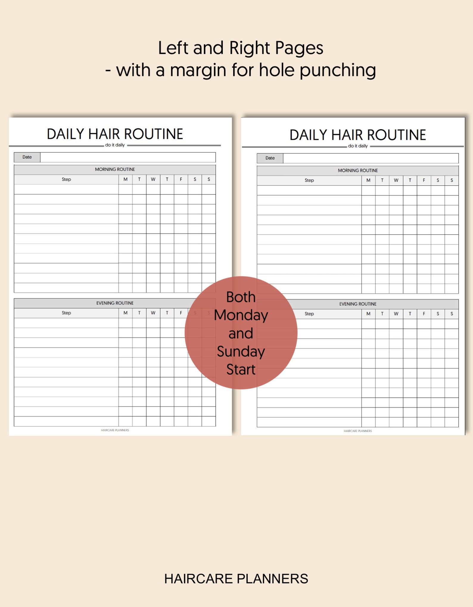 Daily Hair Routine, Daily Hair Regimen, Daily Tracker, Haircare Planner ...