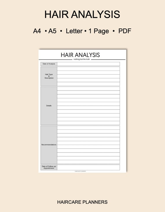 Calendars & Planners Hair Planner Hair Analysis Haircare Planner Hair ...