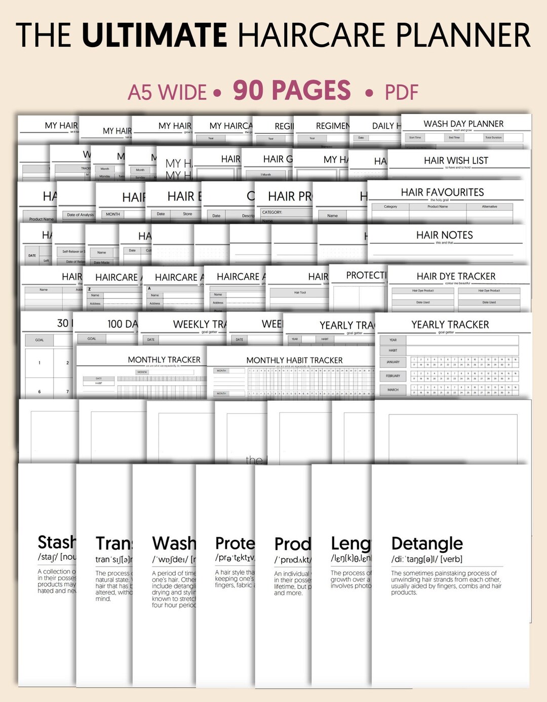 The ULTIMATE Printable Haircare Planner, Hair Planner, Printable ...