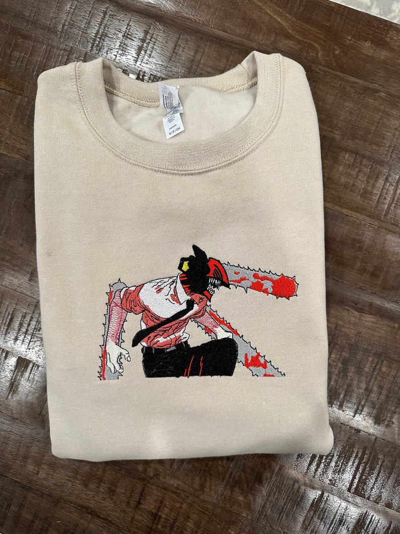 Chainsaw Man Sweater Chainsawman Anime Gift Ideas Embroidered ...