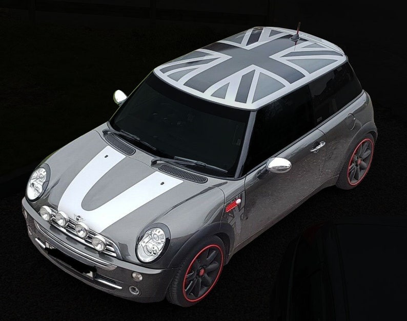 Mini Cooper Union Jack Black & Grey Roof Decal - Etsy