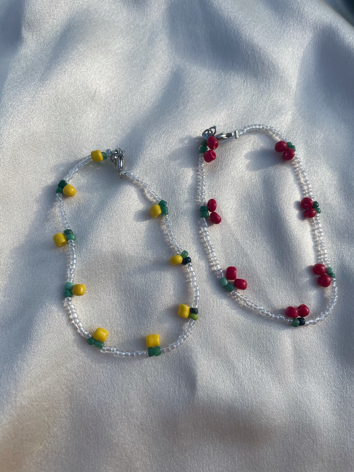 Beaded Cherry/lemon Bracelet - Etsy