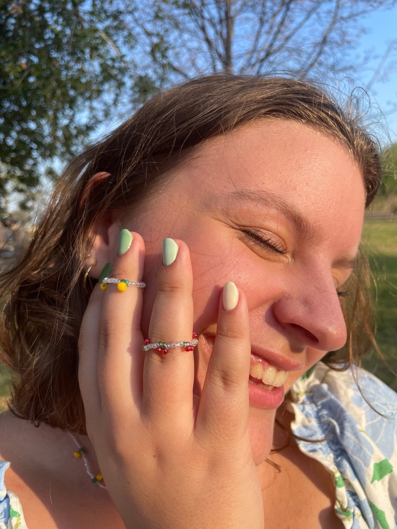 Beaded Cherry/lemon Ring - Etsy Canada