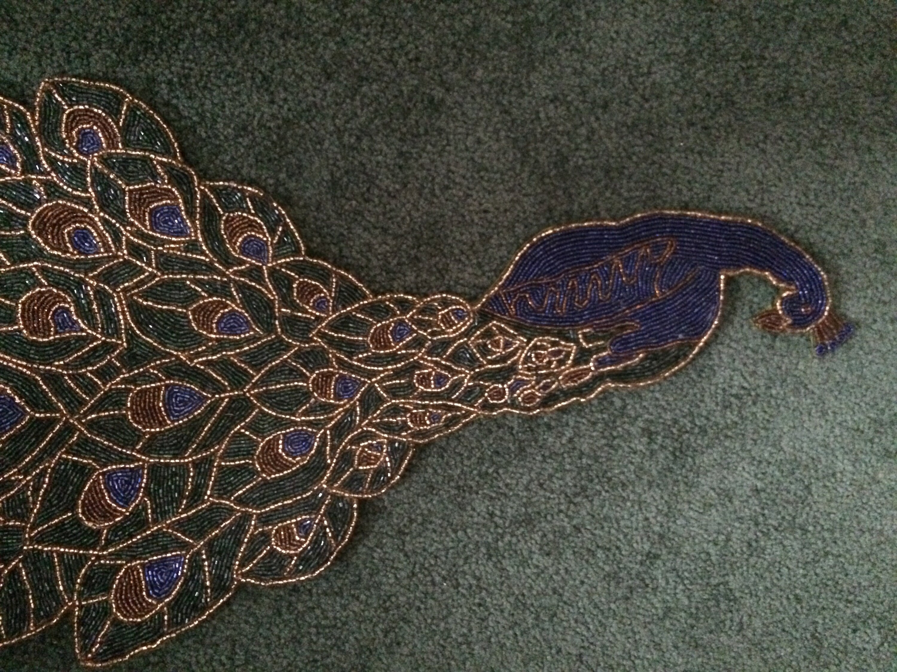 Peacock Beaded Table Centerpiece Vintage Handmade Table Runner Mid ...