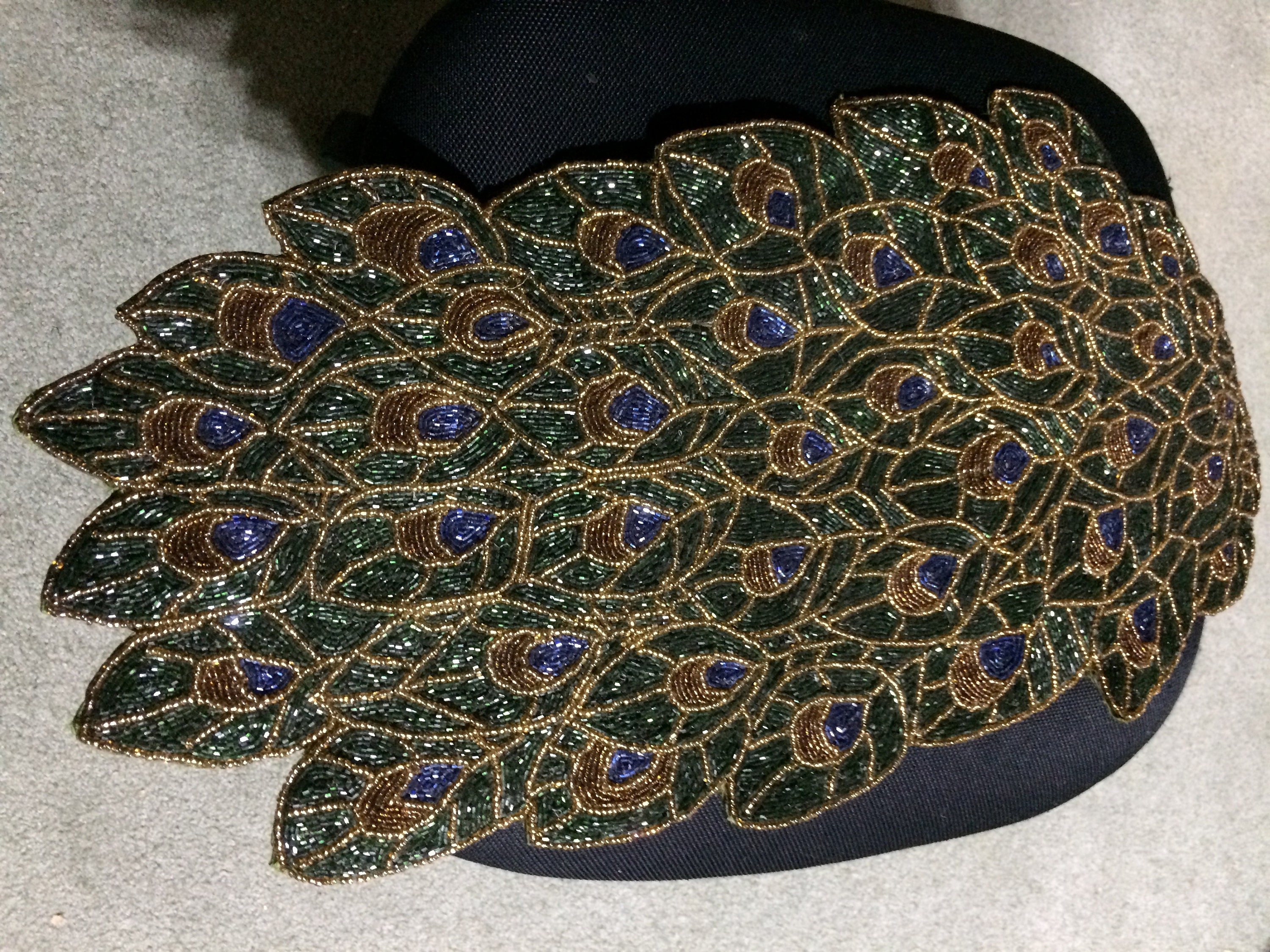 Peacock Beaded Table Centerpiece Vintage Handmade Table Runner Mid ...