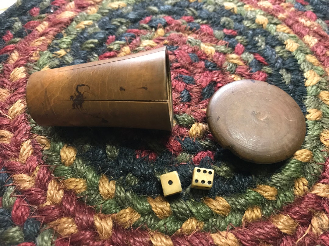 Antique Dice Shaker From Late 1800s With 2 Carved Bone Dice-miniature ...