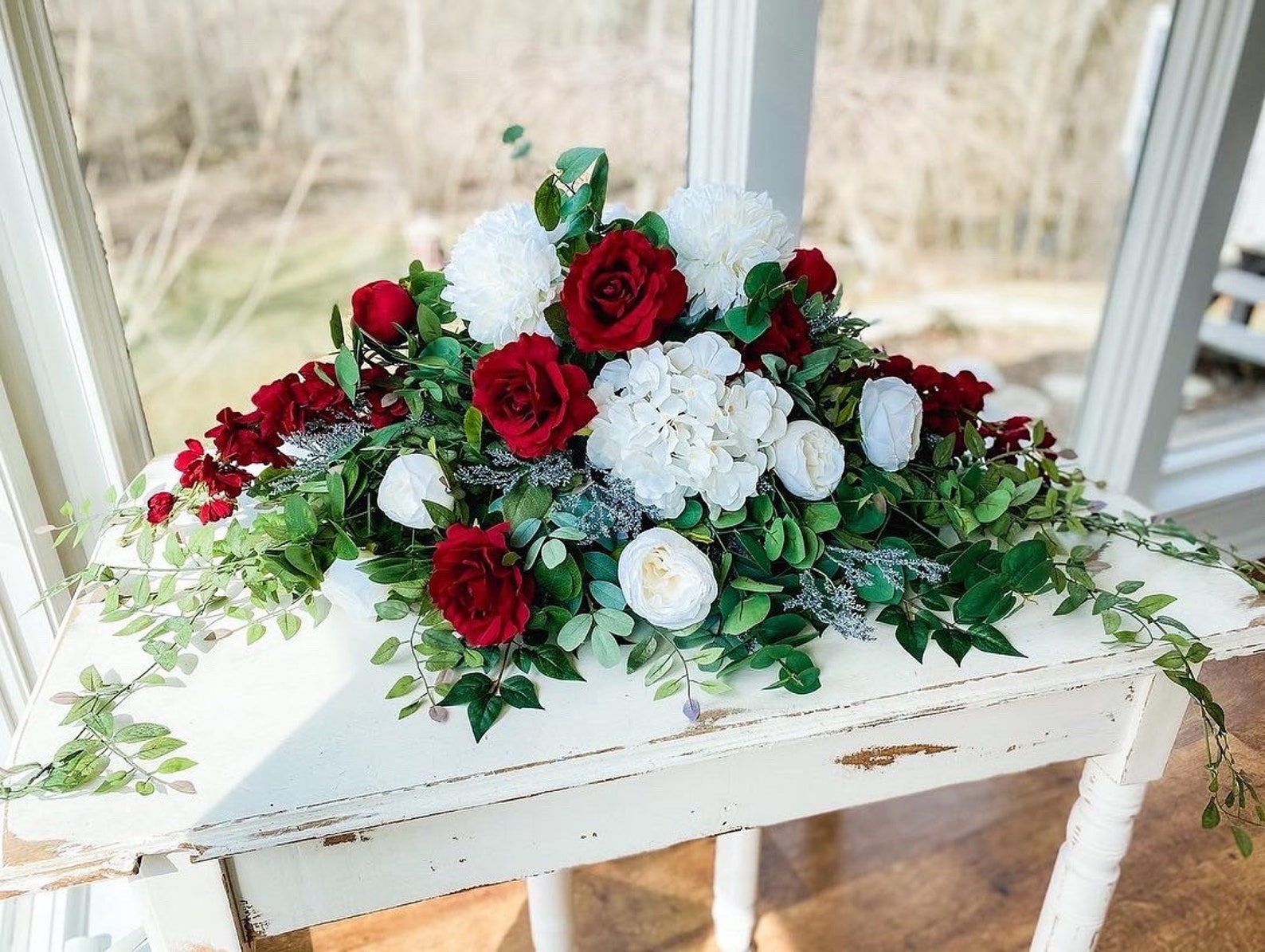 Cemetery Flowers / Red Cemetery Decorations / Headstone Decorations ...