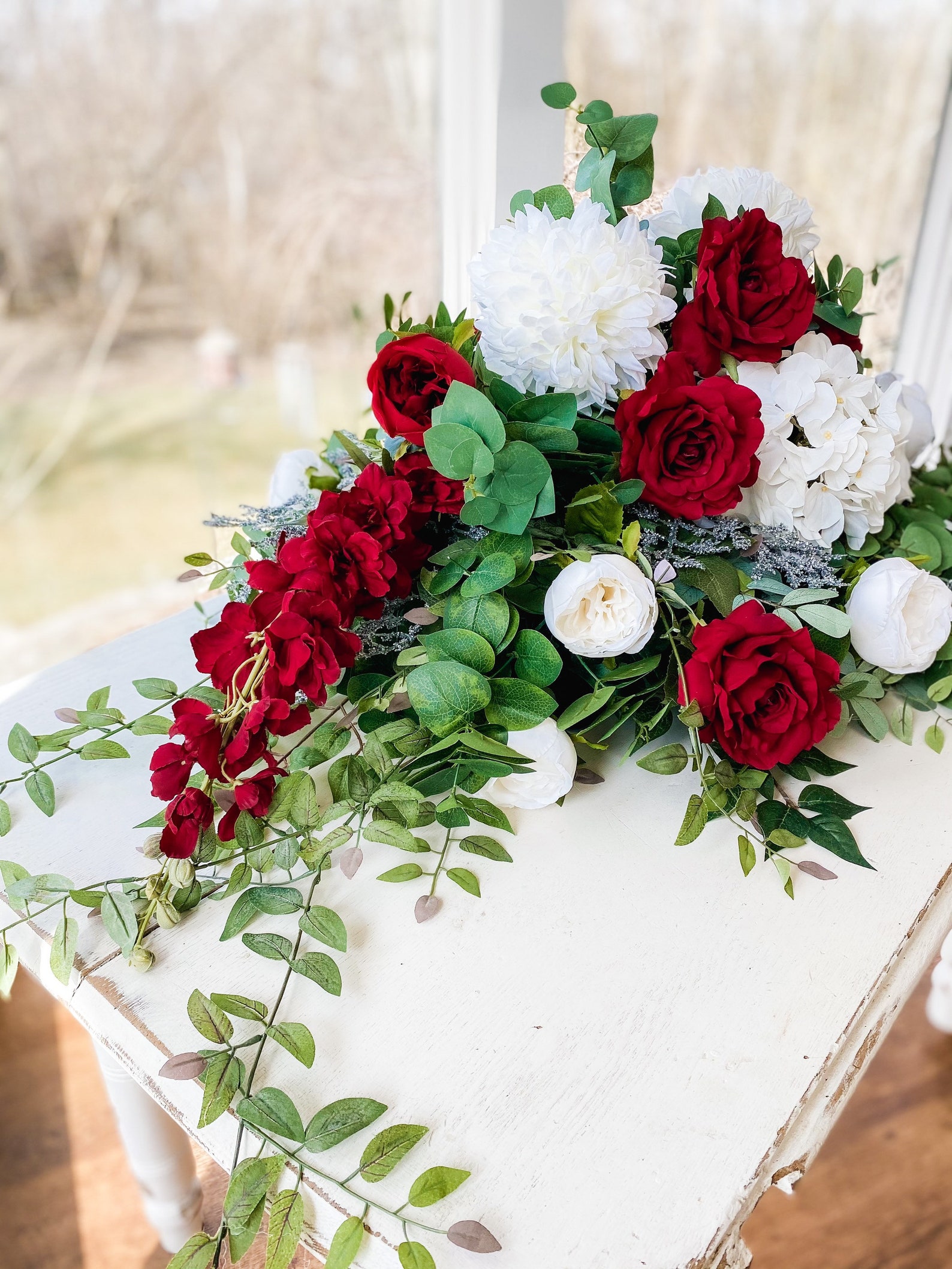 Cemetery Flowers / Red Cemetery Decorations / Headstone Decorations ...