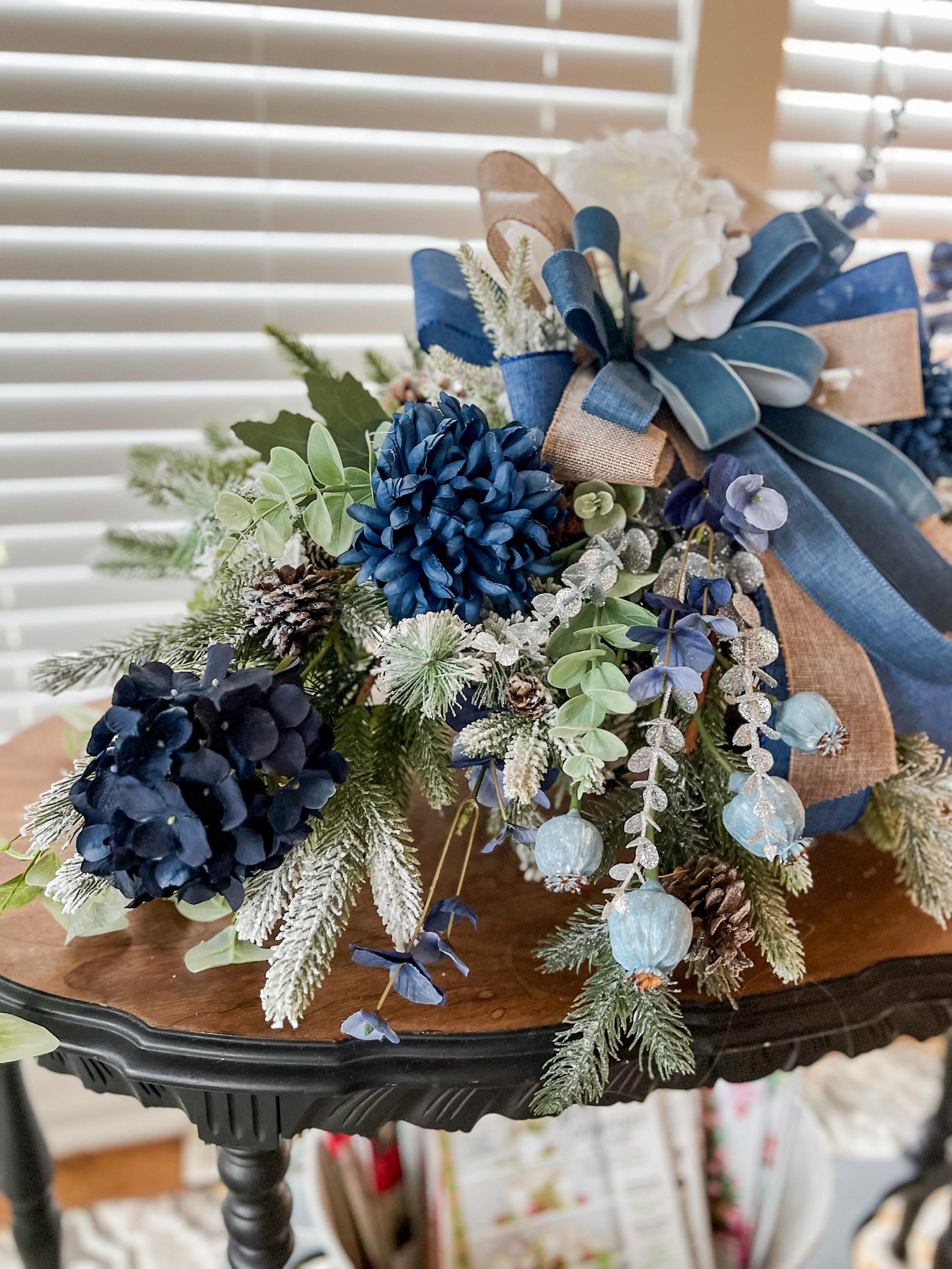 Masculine Cemetery Flowers/ Blue Cemetery Arrangements/ Headstone ...