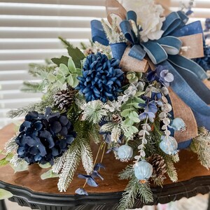 Winter Cemetery Flowers/ Blue Cemetery Arrangements/ Headstone Flowers ...