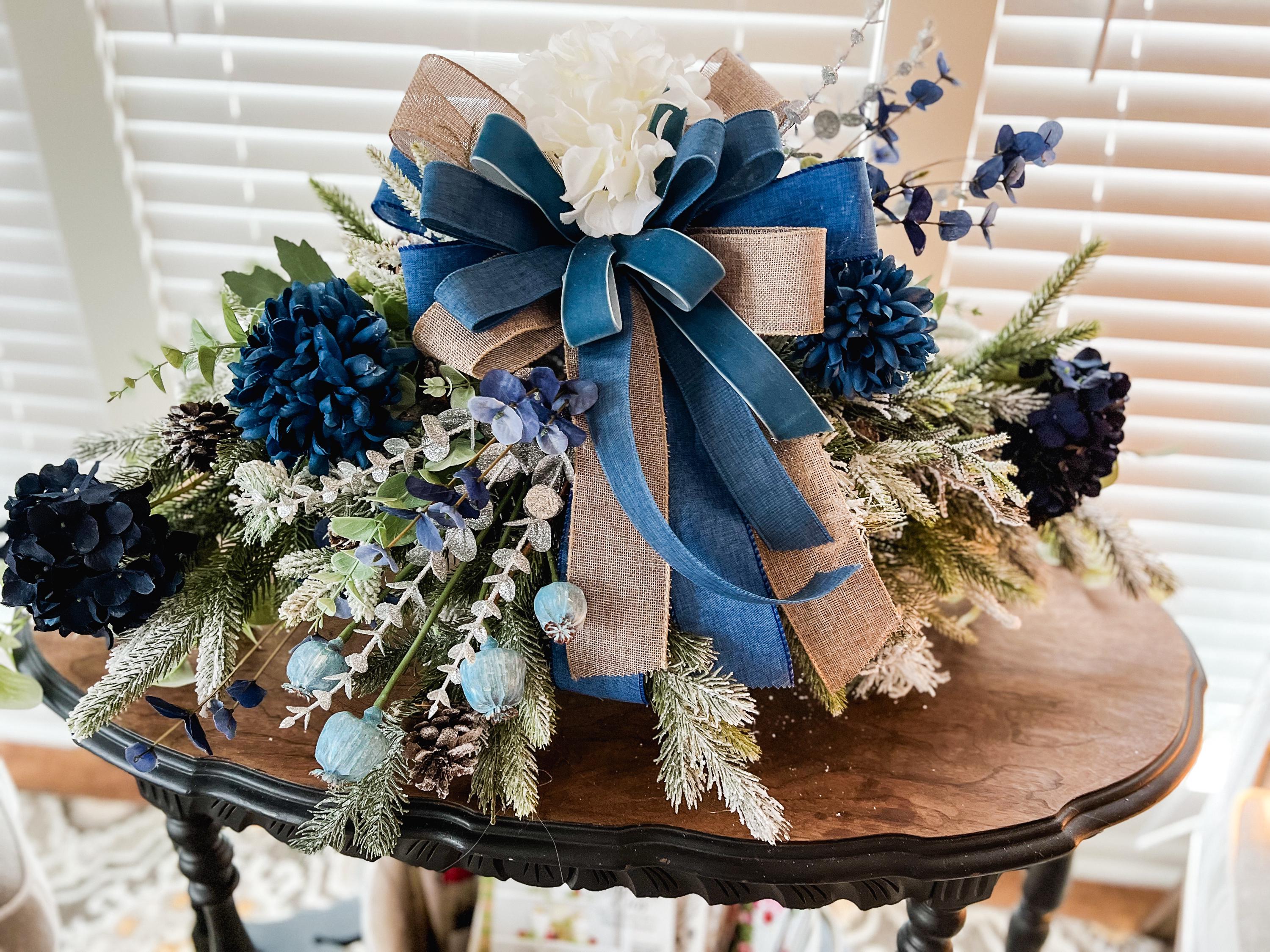 Masculine Cemetery Flowers/ Blue Cemetery Arrangements/ Headstone ...