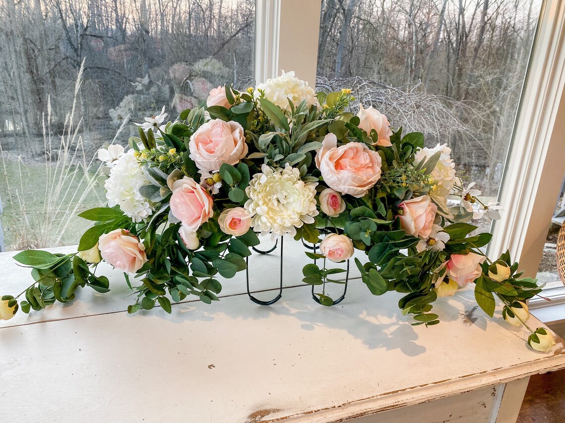 Headstone Saddle Arrangement / Summer Grave Arrangement / | Etsy