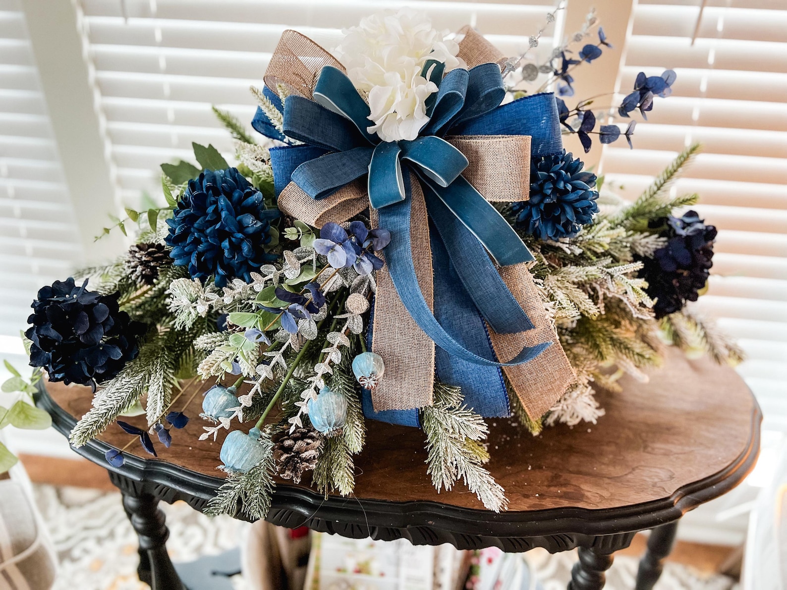 Masculine Cemetery Flowers/ Blue Cemetery Arrangements/ Headstone ...