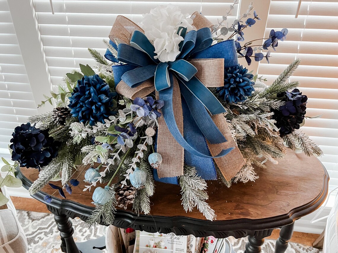 Masculine Cemetery Flowers/ Blue Cemetery Arrangements/ Headstone ...