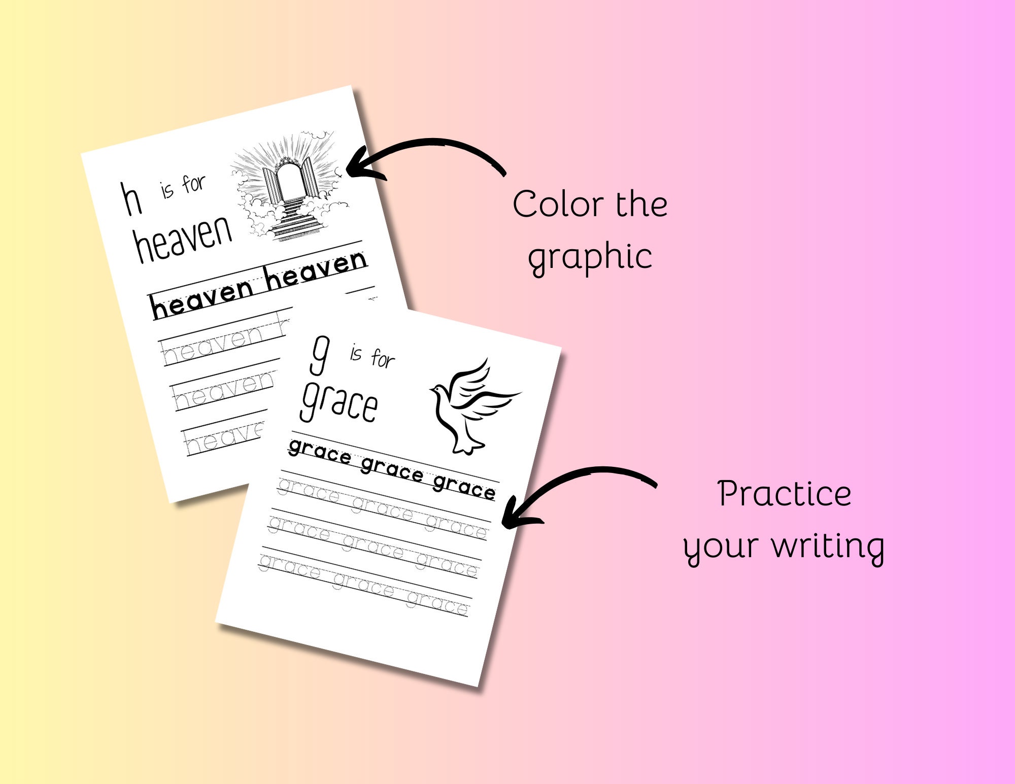 Printable Handwriting Practice Worksheet for Kids, Christian Words ...