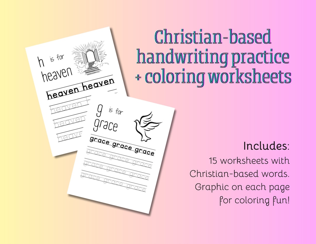 Printable Handwriting Practice Worksheet for Kids, Christian Words ...