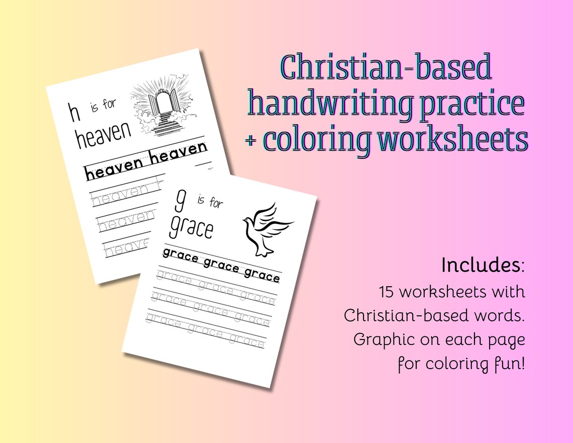 Printable Handwriting Practice Worksheet for Kids, Christian Words ...