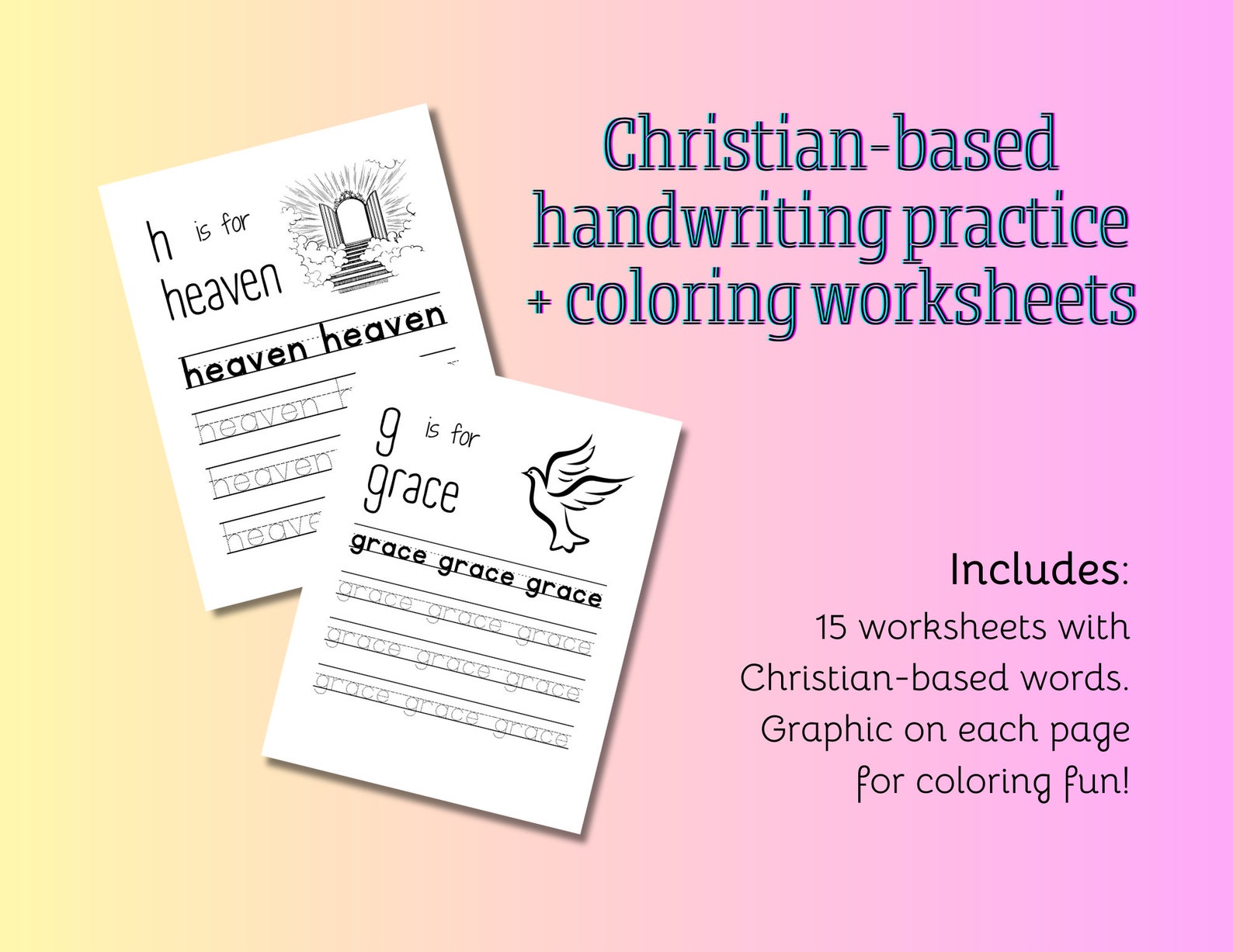 Printable Handwriting Practice Worksheet for Kids, Christian Words ...