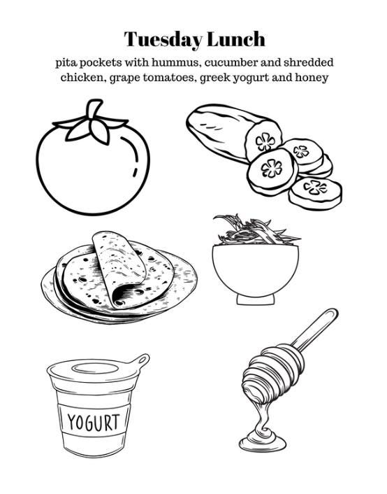 Printable Daily Meal Ideas Coloring Book for Toddlers, Meal Ideas for ...