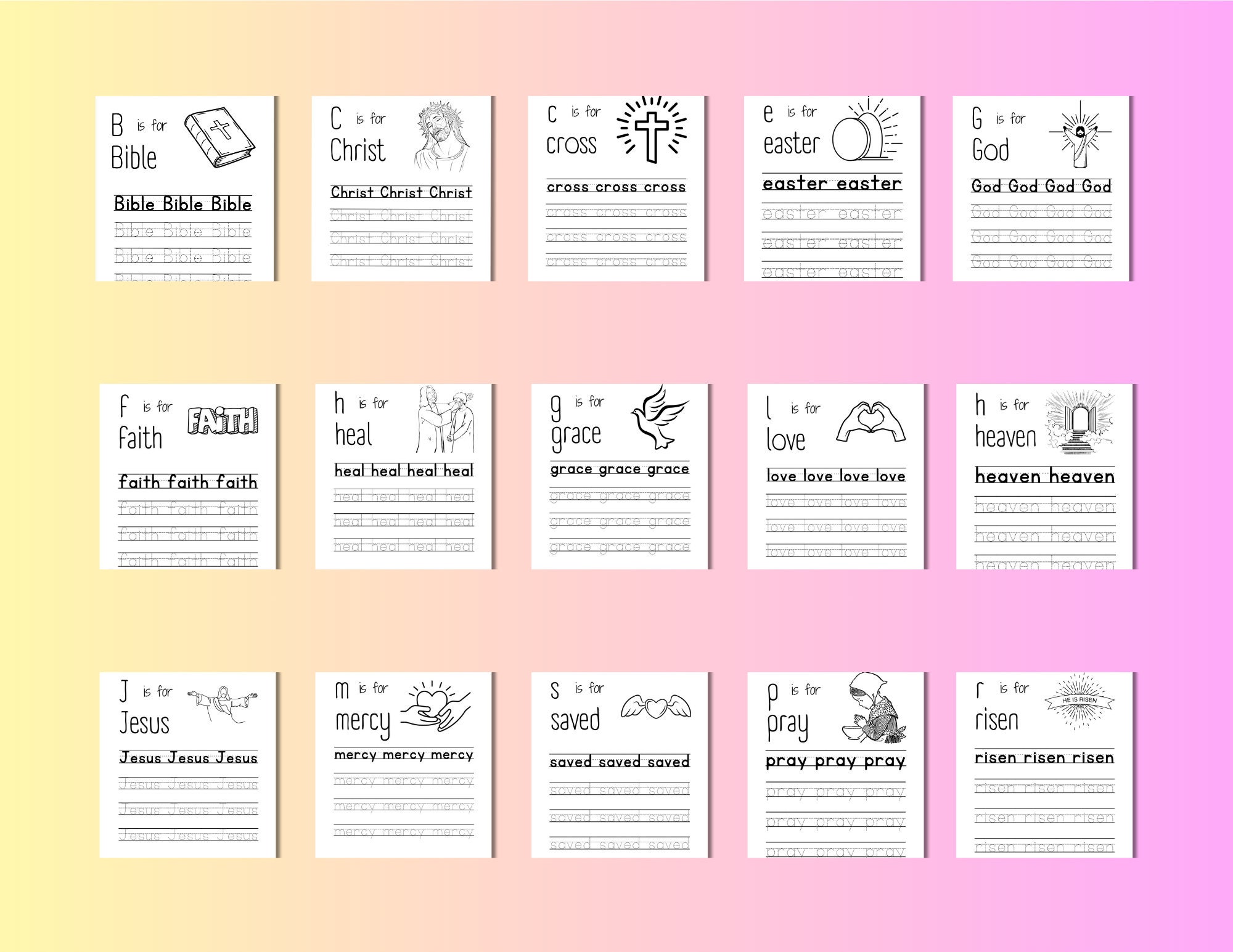 Printable Handwriting Practice Worksheet for Kids, Christian Words ...