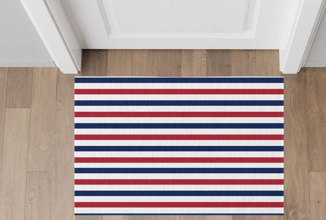 Door Mat | Red, White and Blue Stripe Pattern | Layering With Another ...