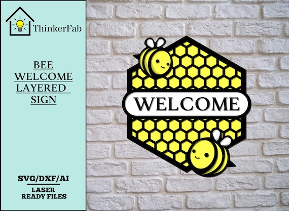 Bee Welcome Honeycomb Hive Laser Design Files SVG DXF and - Etsy