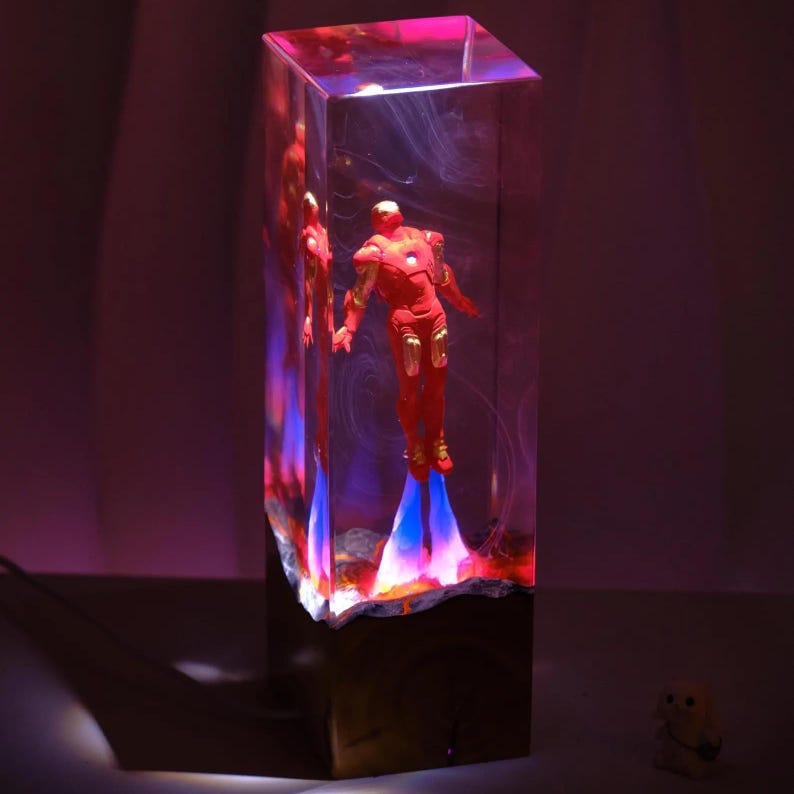 Iron Man Resin Diorama Lamp – LED Marvel Superhero Light – Handmade ...