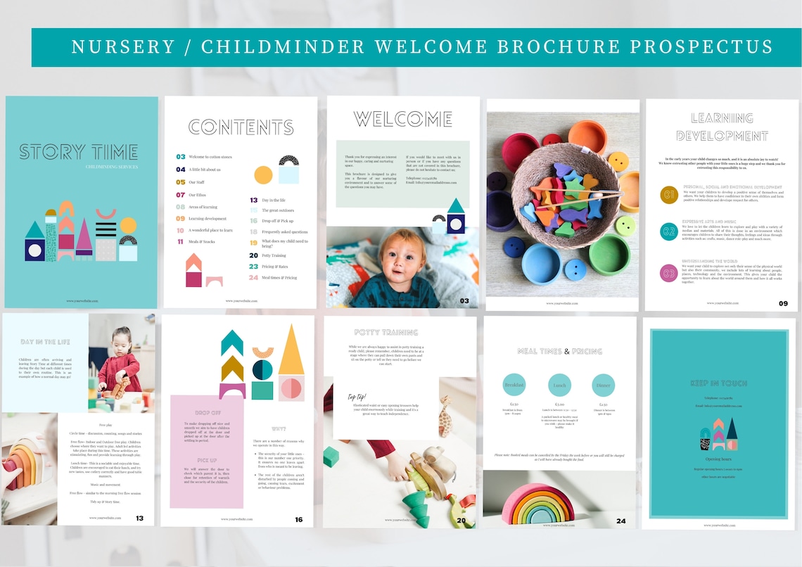 Childminder Welcome guide Nursery Brochure Template | Etsy