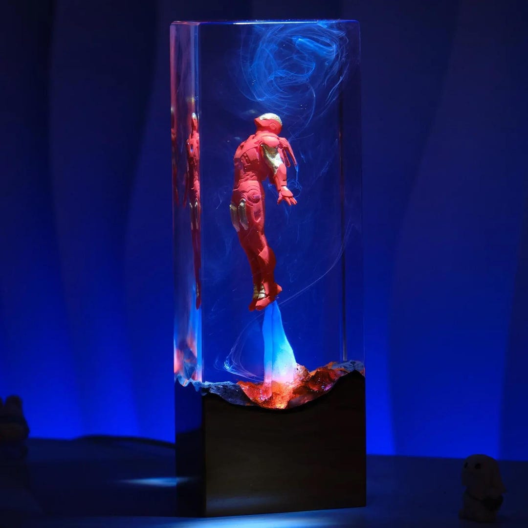 Iron Man Resin Diorama Lamp – LED Marvel Superhero Light – Handmade ...