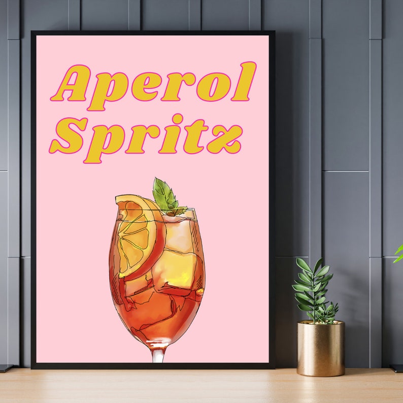 Aperol Spritz - Cocktail Print - Digital Download - Bar Print - Home ...