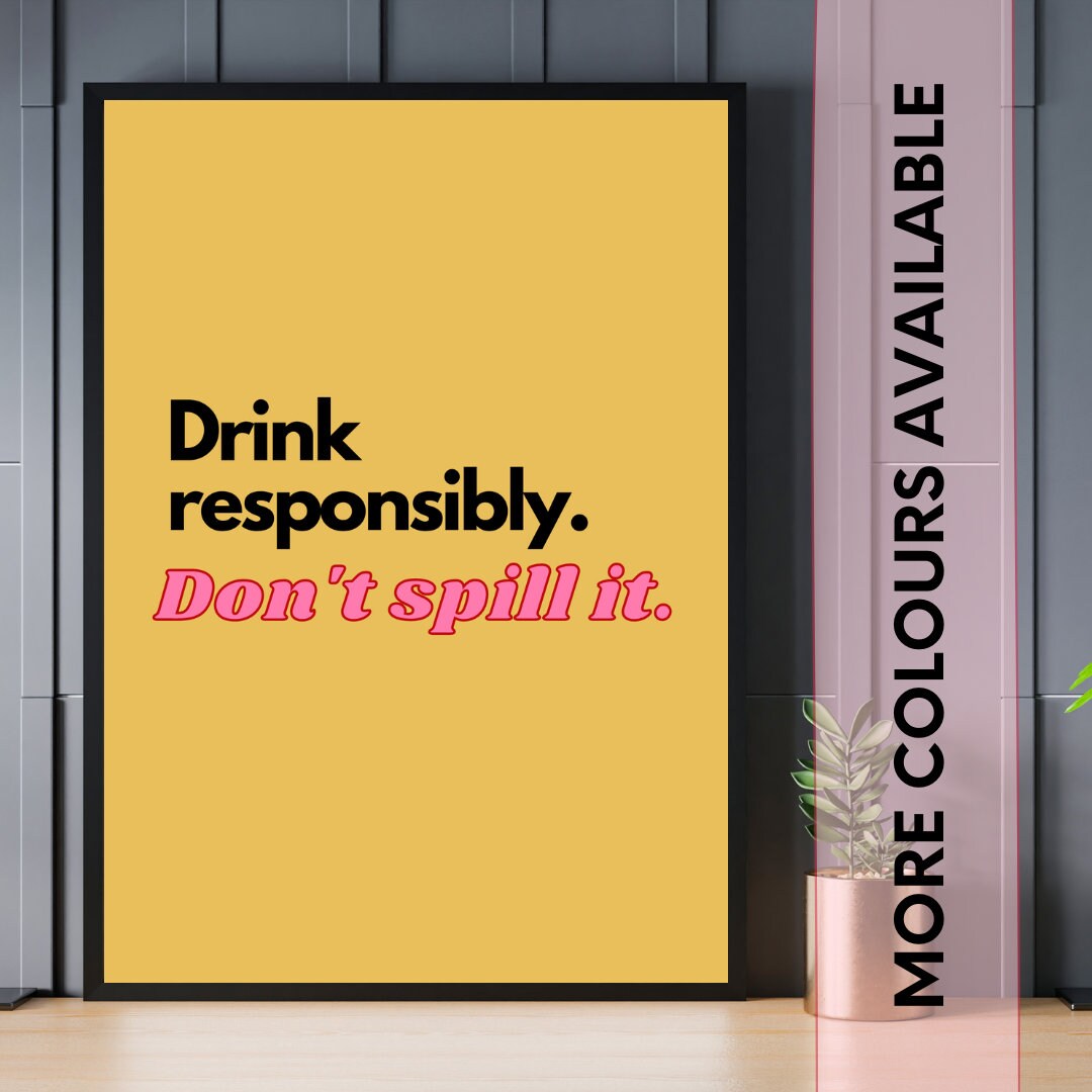 Drink Responsibly Poster - Digital Download - Bar Print - Home Bar ...