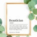 Beautician Definition Print, Beautician Print, Salon Wall Art - Beauty ...