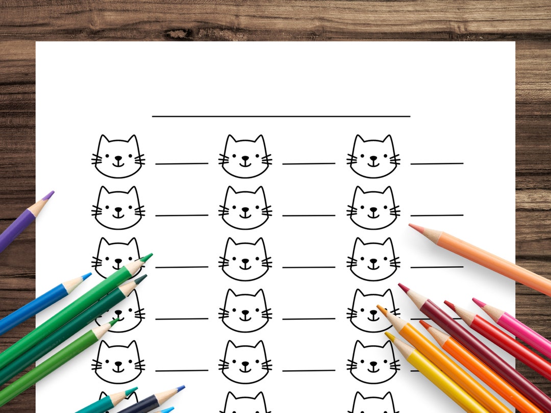 PRINTABLE Blank Cats Color Chart 30 Color Swatch Page for Gel Pens ...