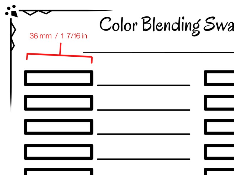 PRINTABLE Blank Color Chart 34 Color Blending Swatch Page for Gel Pens ...