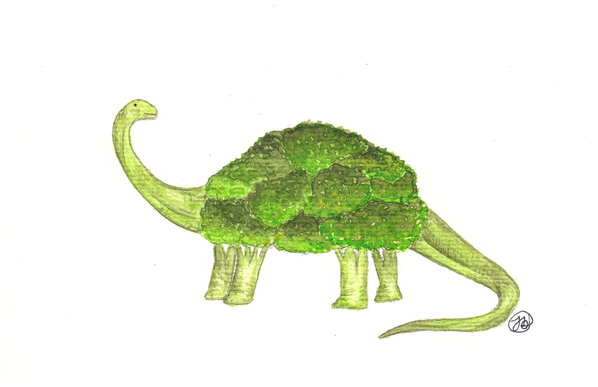 ORIGINAL ART Broccolisaurus Original Watercolor Painting | Etsy