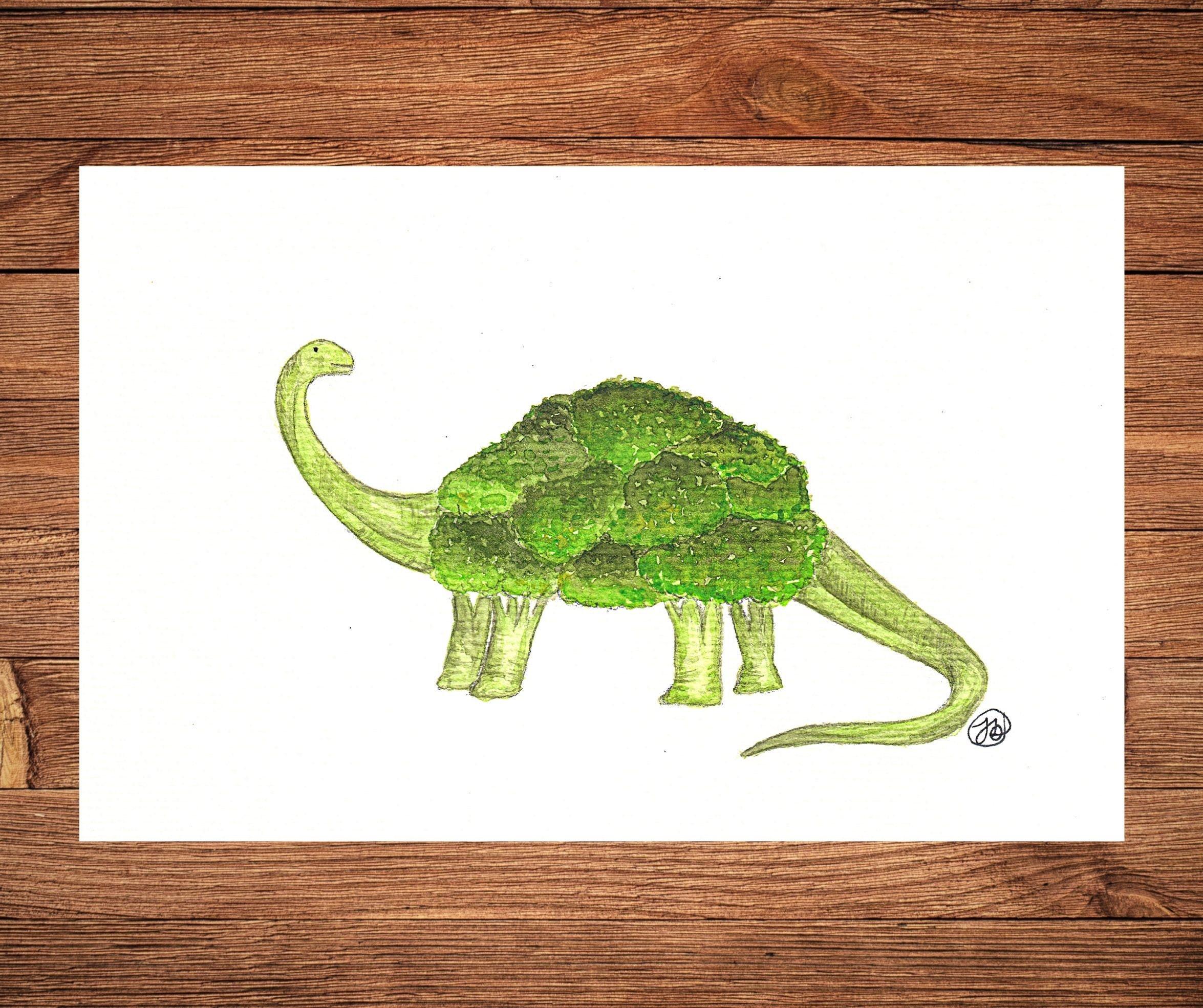 ORIGINAL ART Broccolisaurus Original Watercolor Painting | Etsy