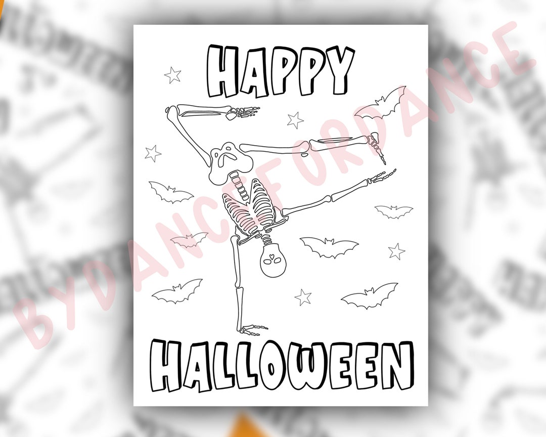 Skeleton Breakdancer Coloring Page Halloween L Break Dancing - Etsy
